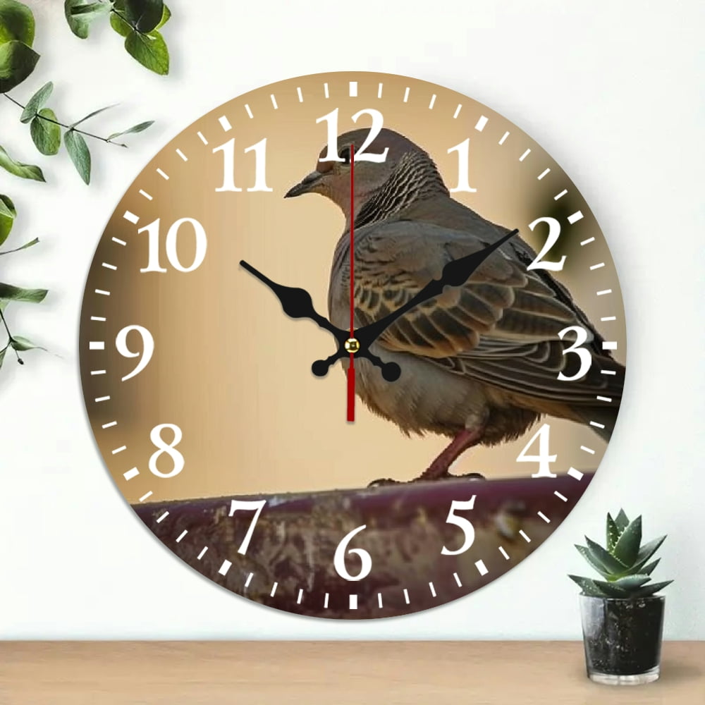 Creowell Wooden Wall Clock Bird Ledge Blurry Background 10 Inch 10x10in ...