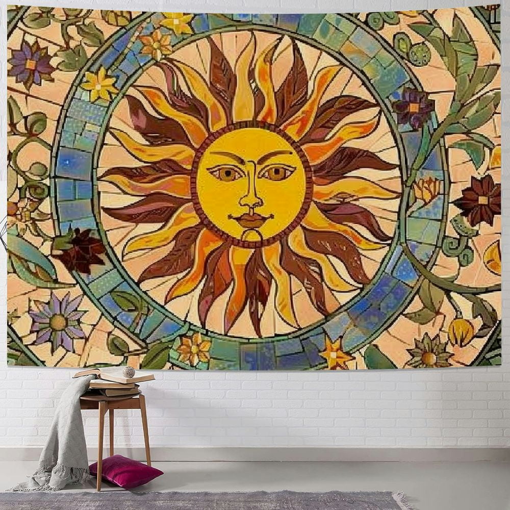 Creowell Yellow Sun and Moon Tapestry Hippie Indie Tapestries Boho ...