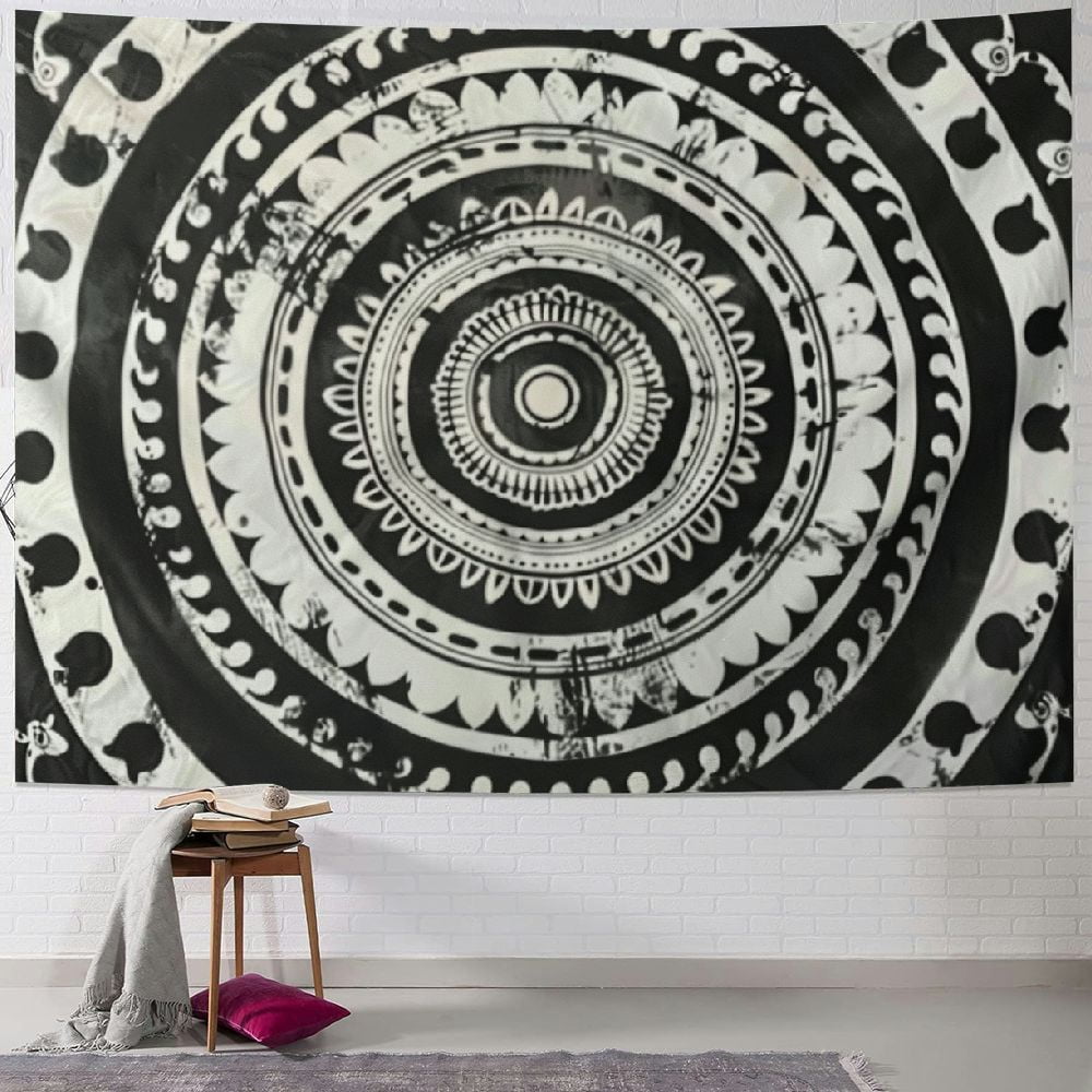 Creowell Ying Yang Tapestry Black and White Mandala Tapestry Wall ...