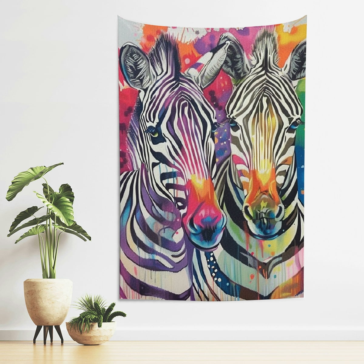 Creowell Zebra Colors Paint Print Tapestry for Bedroom Living Room 40 ...