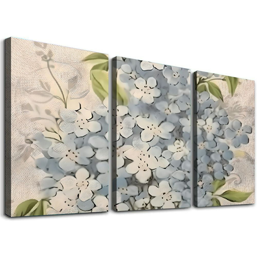 Creowell for Living Room Wall Decor 3 Piece Fall Decor Blue Flowers ...