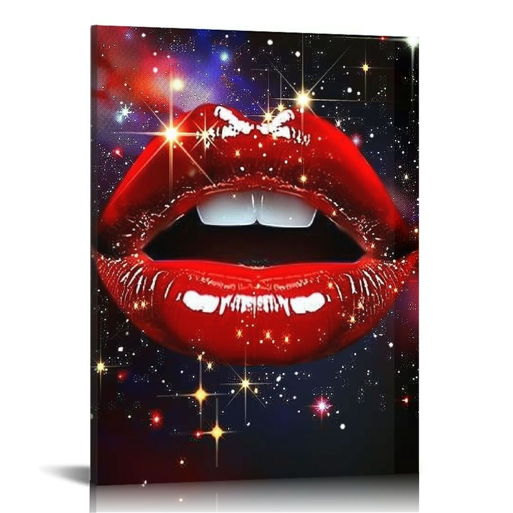 Creowell valentine day Red Lips Wall Art happy valentines day Wall Art ...