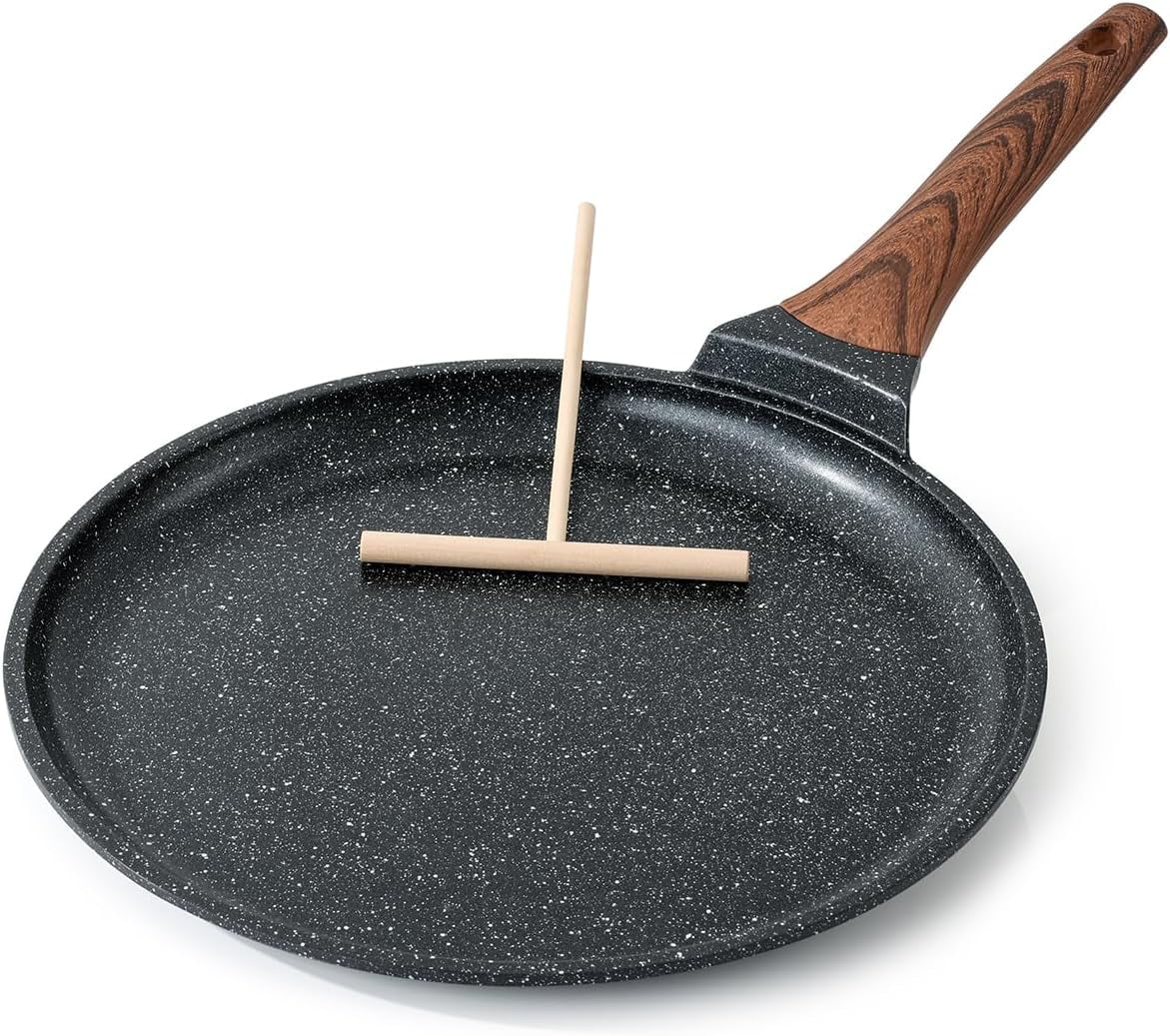 Crepe Pan Nonstick, 12 Inch Dosa Pan with Spreader, Granite Coating ...