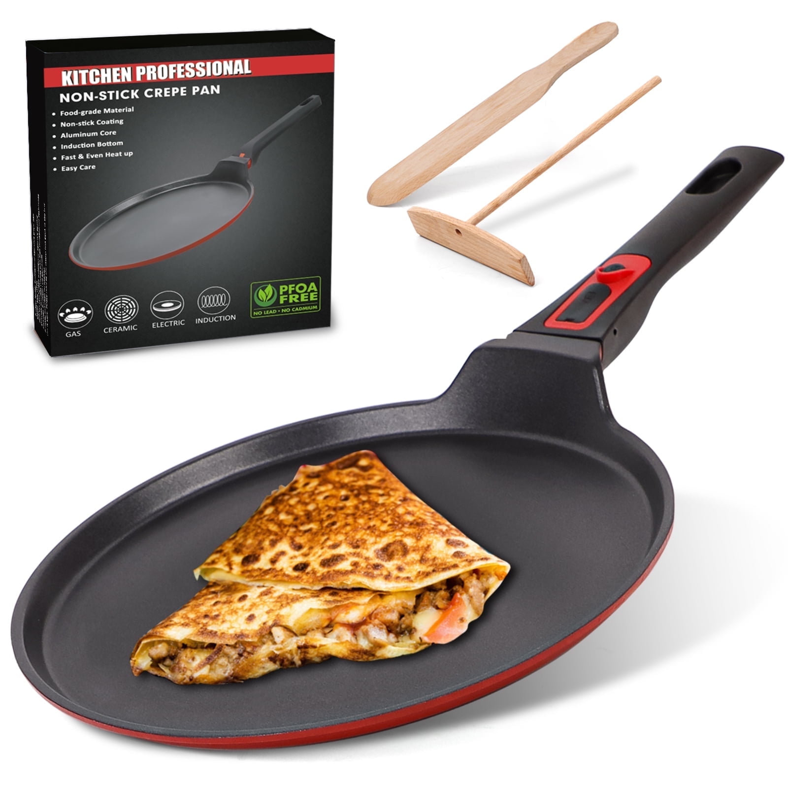 "DIIG Nonstick Crepe Pan Set with Detachable Handle, 11"", All Stoves ...