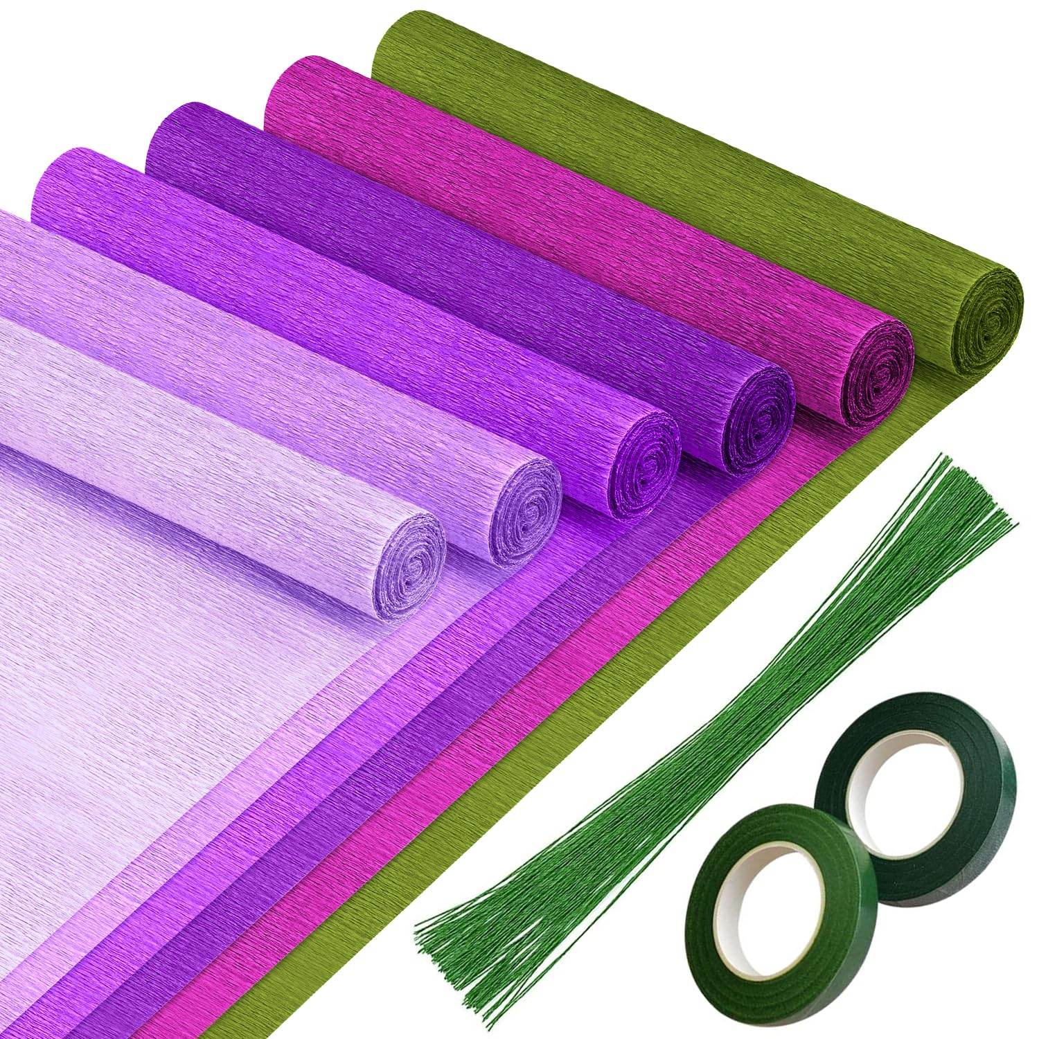 Crepe Paper 6 Rolls DHF10 Wide Crepe Paper Streamers 8 Feet Artificial ...
