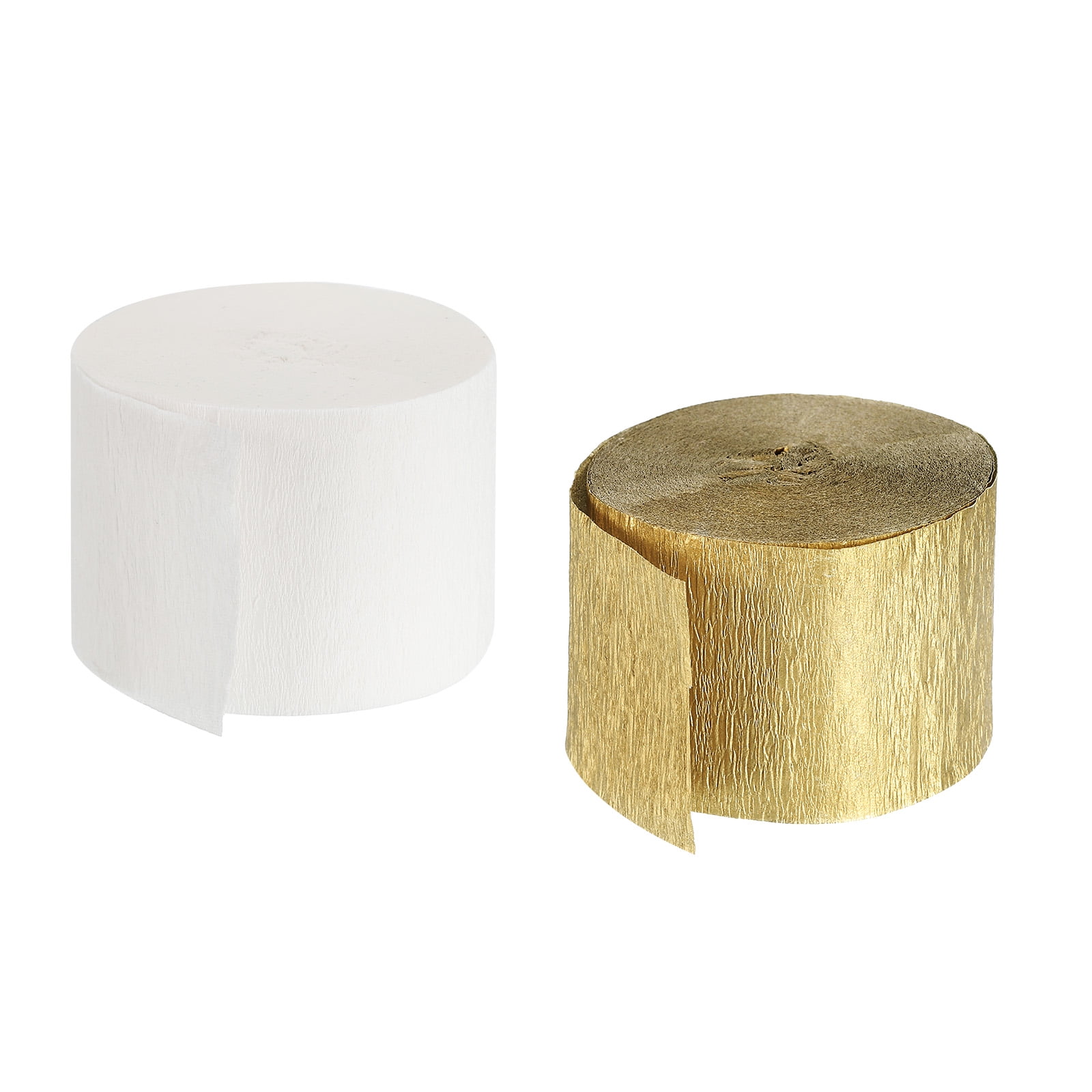 Crepe Paper Streamers 2 Rolls 72ft in 2 Colors for DIY(White,Gold Tone ...