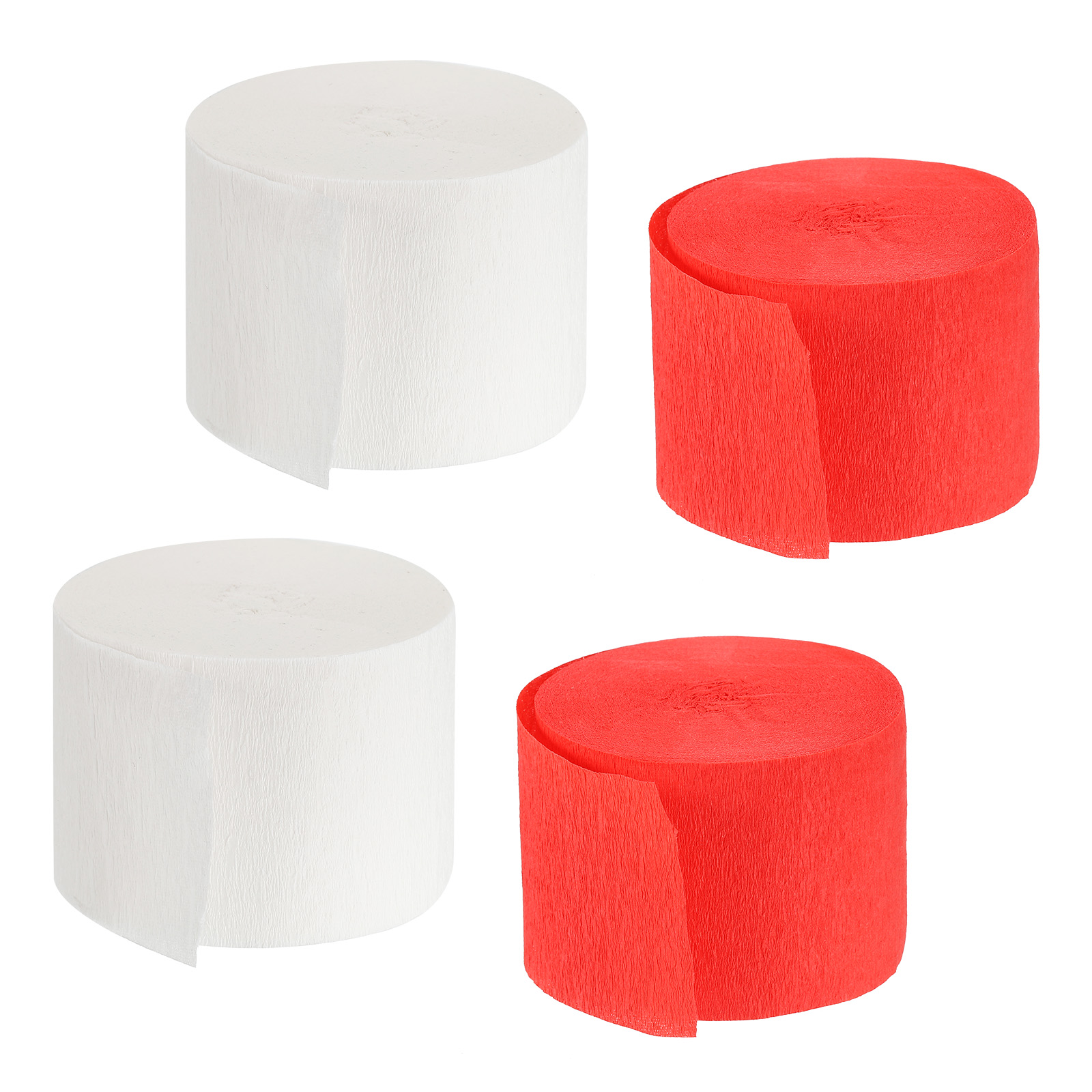 Crepe Paper Streamers 4 Rolls 72ft in 2 Colors for DIY(Red,White ...