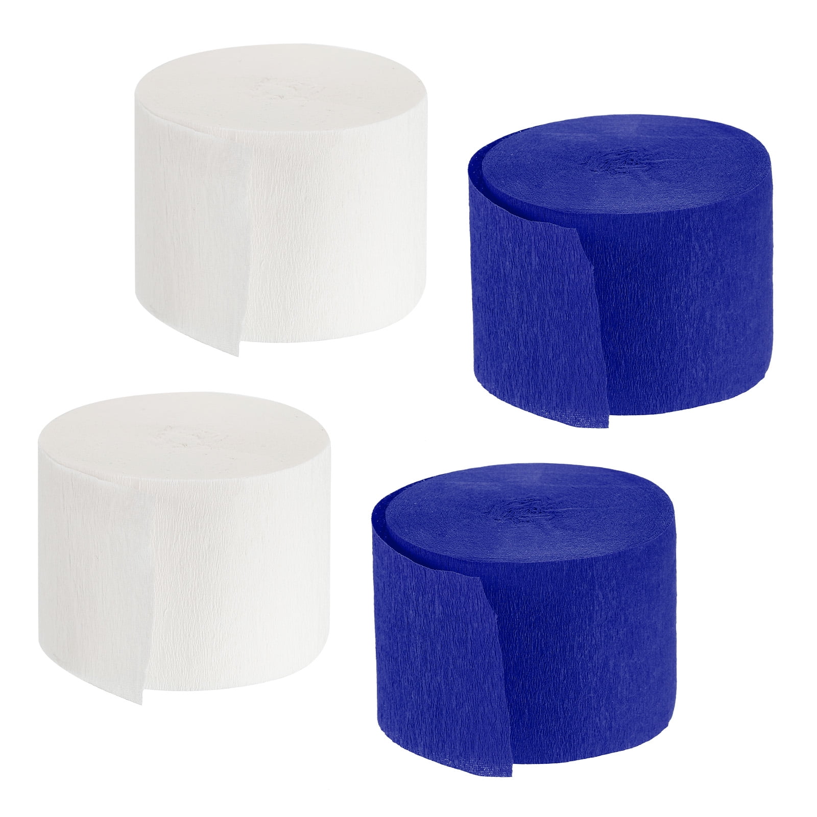 Crepe Paper Streamers 4 Rolls 72ft in 2 Colors for DIY(Sea Blue,White ...