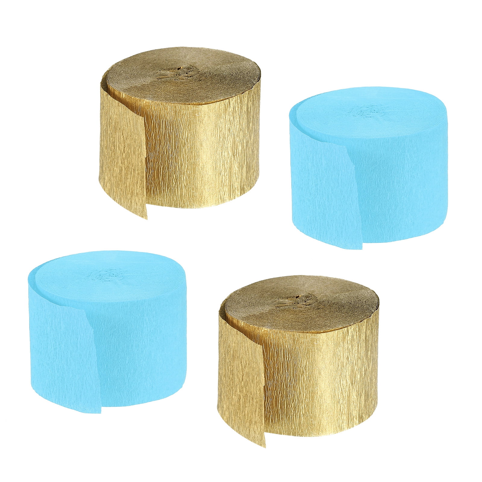 Crepe Paper Streamers 4 Rolls 72ft in 2 Colors for DIY(Teal,Gold Tone ...