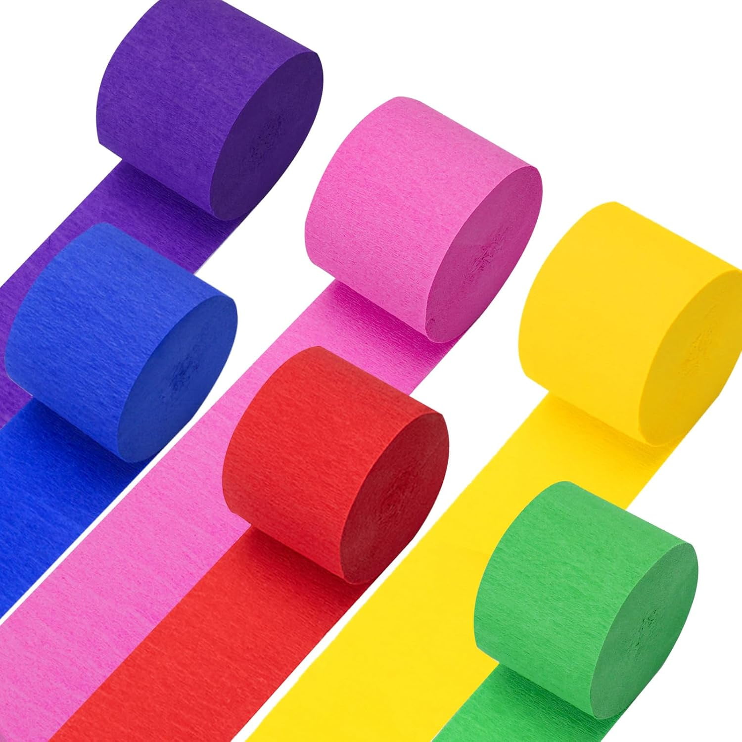 Crepe Paper Streamers 6 Rolls 492ft, Pack of Rainbow Assorted Colored ...