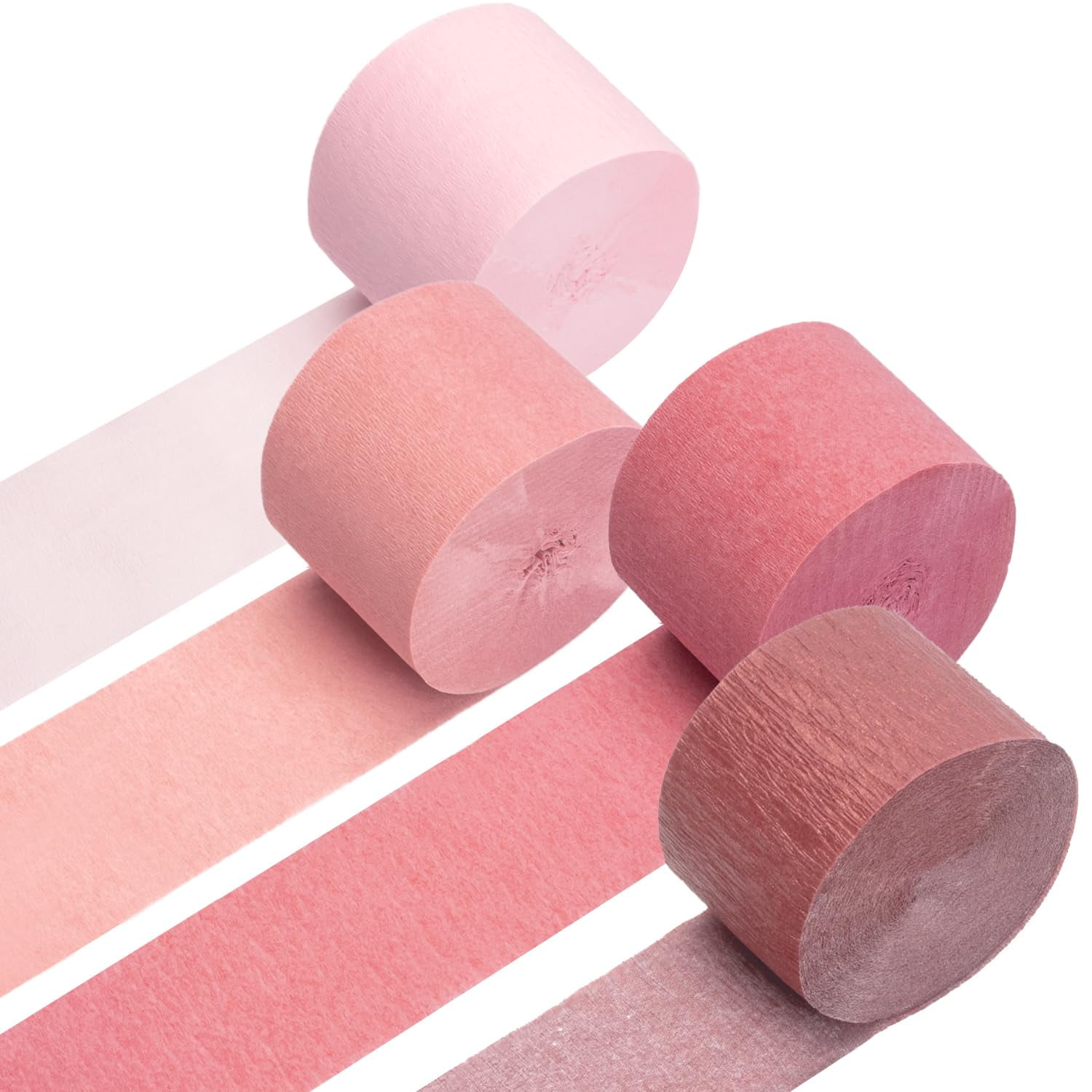 Crepe Paper Streamers Pack of 4 Rolls 328ft, Rose Gold Pink Dusty Pink ...