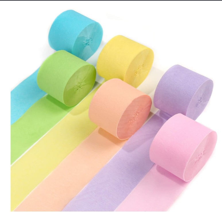 Crepe Paper Streamers, Pack of Party Streamers in 6 Pastel Colors for ...