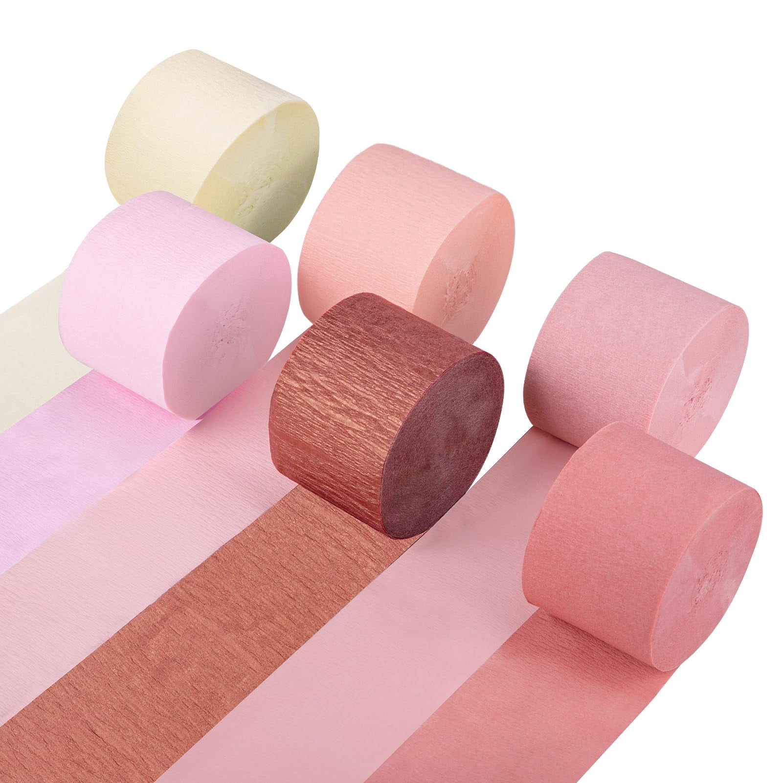 Crepe Paper Streamers Party Decorations, 6 BSL1 Rolls Pink Rose Gold ...