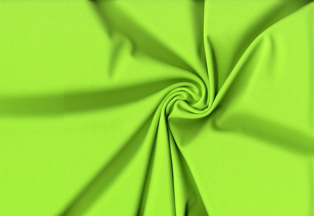 Crepe Techno Knit Fabric - Spandex Stretch, Bridal, Dress, Scuba Crepe (NEONLIME, ByYard ...