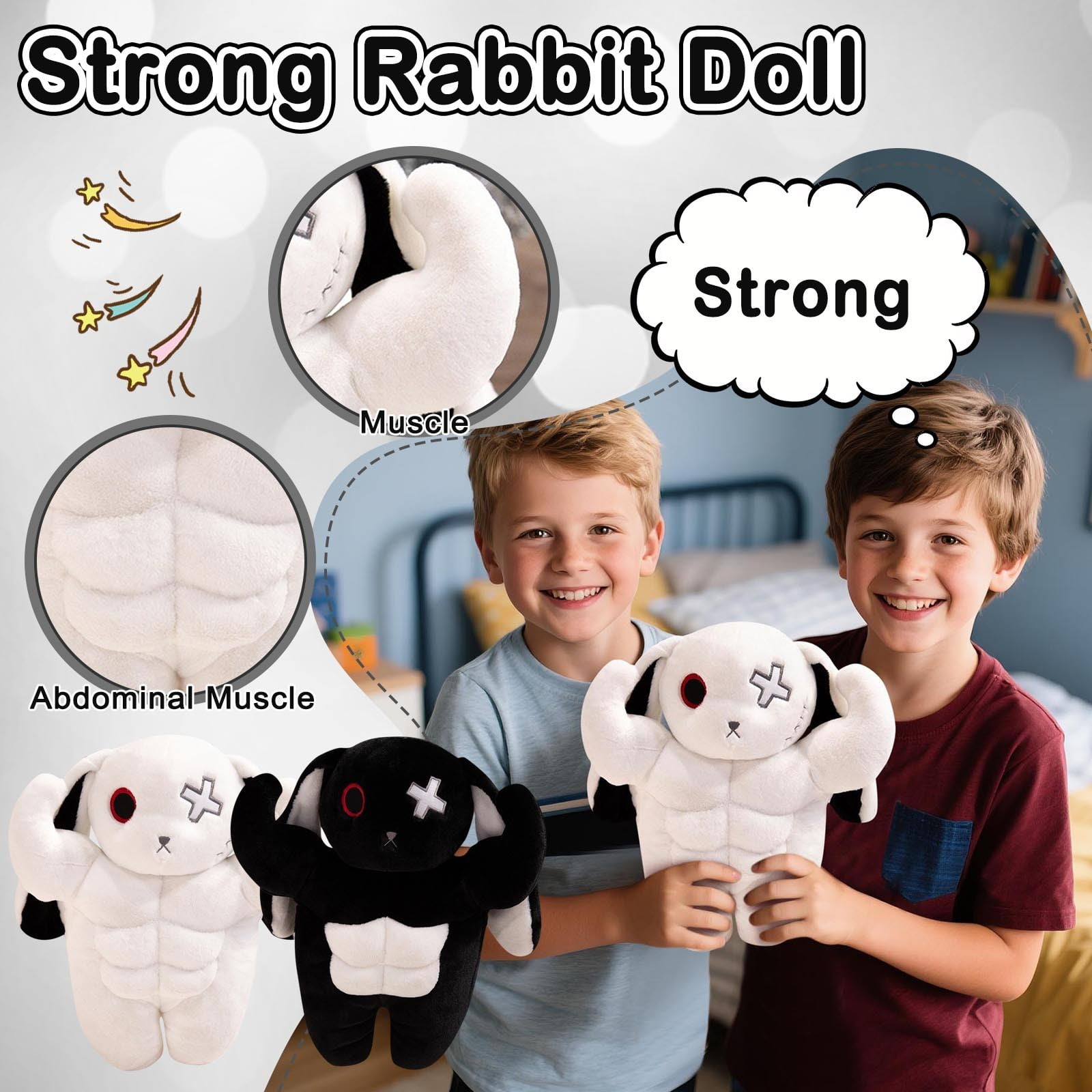 Creppy Rebirth Rabbit Strong Muscle Rabbit, Stuffed Animals Plush Toys ...