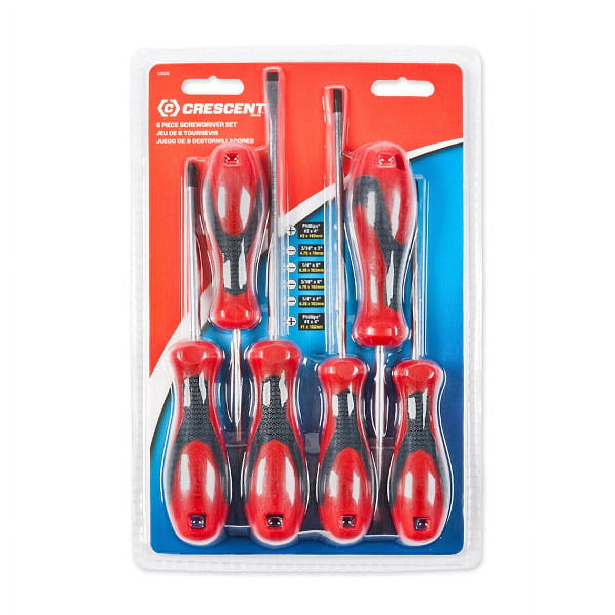 Apex Tool Group Crescent 6-Piece Dura-Driver Screwdriver Set, Chrome ...