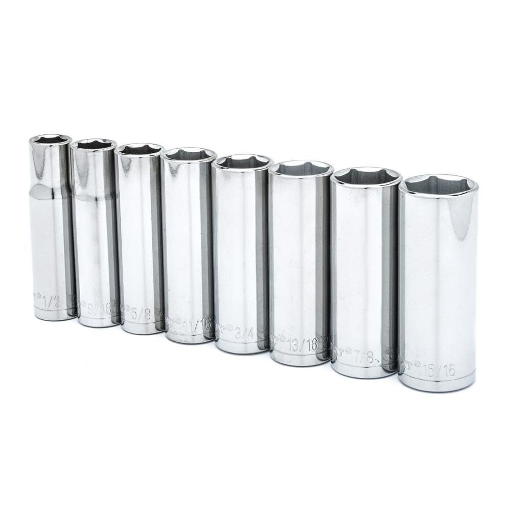 Crescent Assorted Sizes x 1/2 in. drive SAE 6 Point Deep Well Socket ...