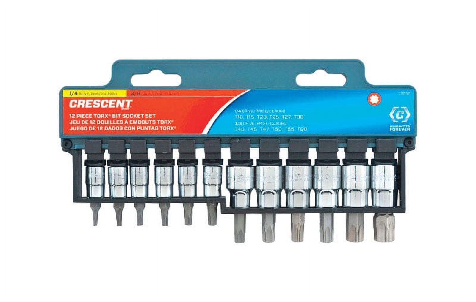 Crescent Assorted Sizes x 1/4 and 3/8 in. drive SAE 6 Point Torx Bit ...