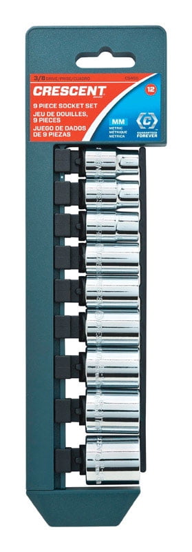 Crescent Assorted Sizes x 3/8 in. drive Metric 12 Point Socket Set 9 pc ...