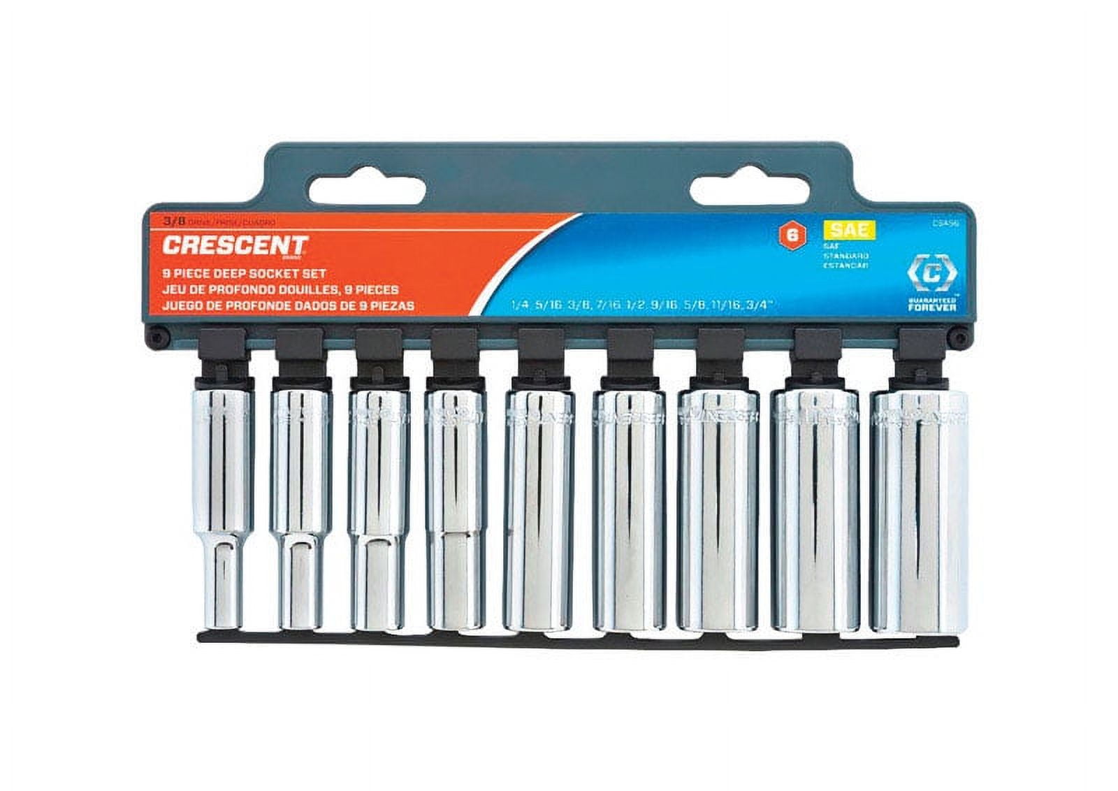 Crescent Assorted Sizes x 3/8 in. drive SAE 6 Point Deep Well Socket ...
