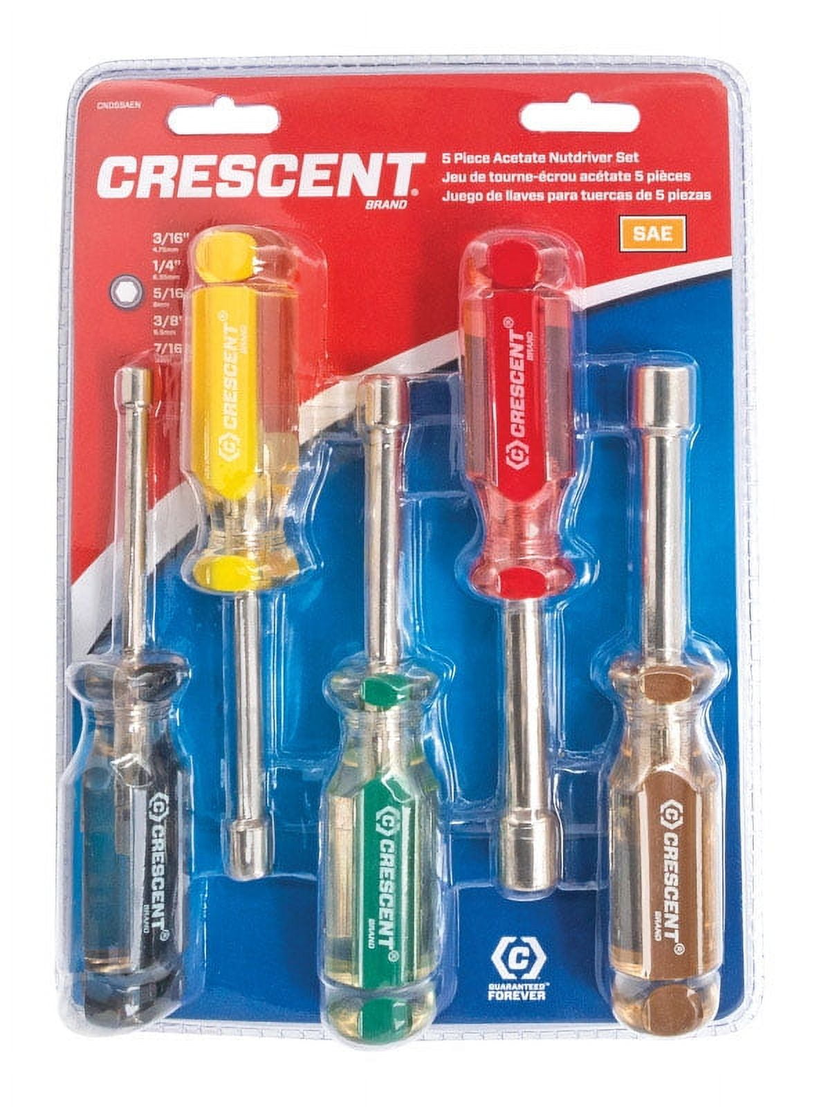 Crescent CND5SAEN SAE Solid Shaft Tri-Lobe Acetate Nutdriver Set, 5 ...