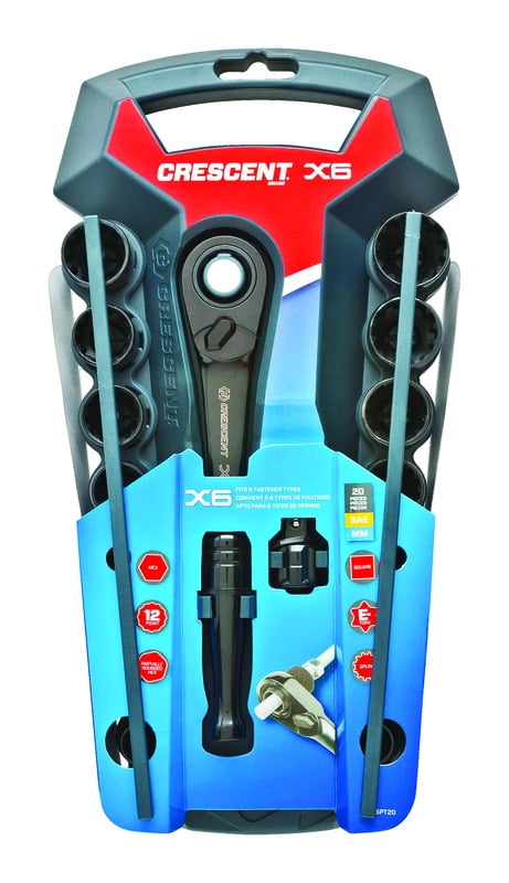 Crescent CX6PT20 20-Piece X6 Pass-Through Ratchet and Sockets - Walmart.com