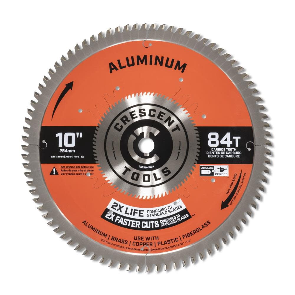 Crescent Circular Saw Blade 10In X 84 Tooth Medium Aluminum - Walmart ...