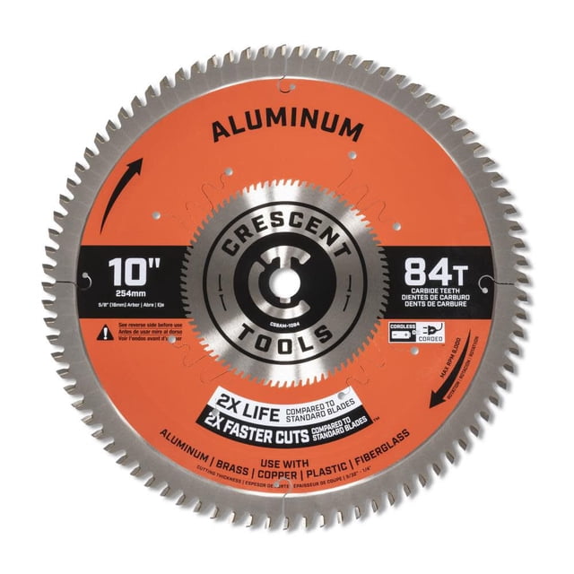 Crescent Circular Saw Blade 10In X 84 Tooth Medium Aluminum - Walmart ...