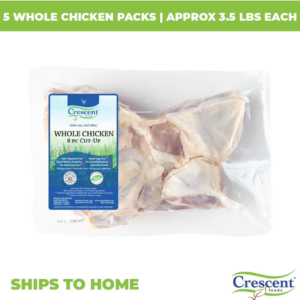 Crescent Foods Halal Whole Chicken 8 Piece Cut, All Vegetarian Fed, 5 ...