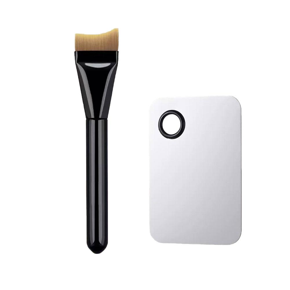 Crescent Foundation Brush Set Black Flat Tip Curved High-quality Soft ...