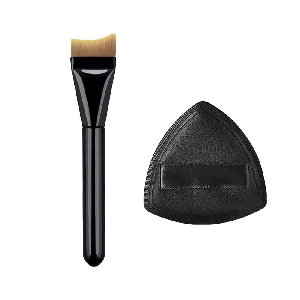 Crescent Foundation Brush Set Black Flat Tip Curved Soft -AU Brist Z6U9 ...