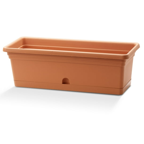 Crescent Garden In/Outdoor Emma Rectangle Plastic Flower Pot Terracotta ...
