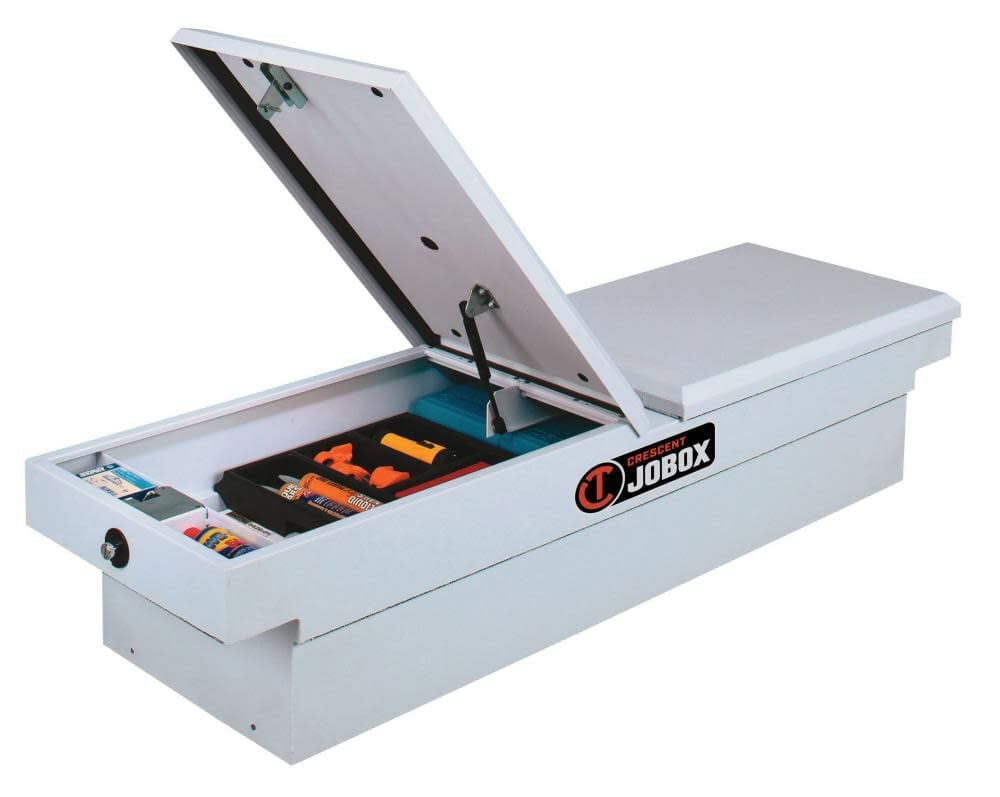 Jobox White Full Size Truck Dual Lid Steel Crossover Tool Box ...