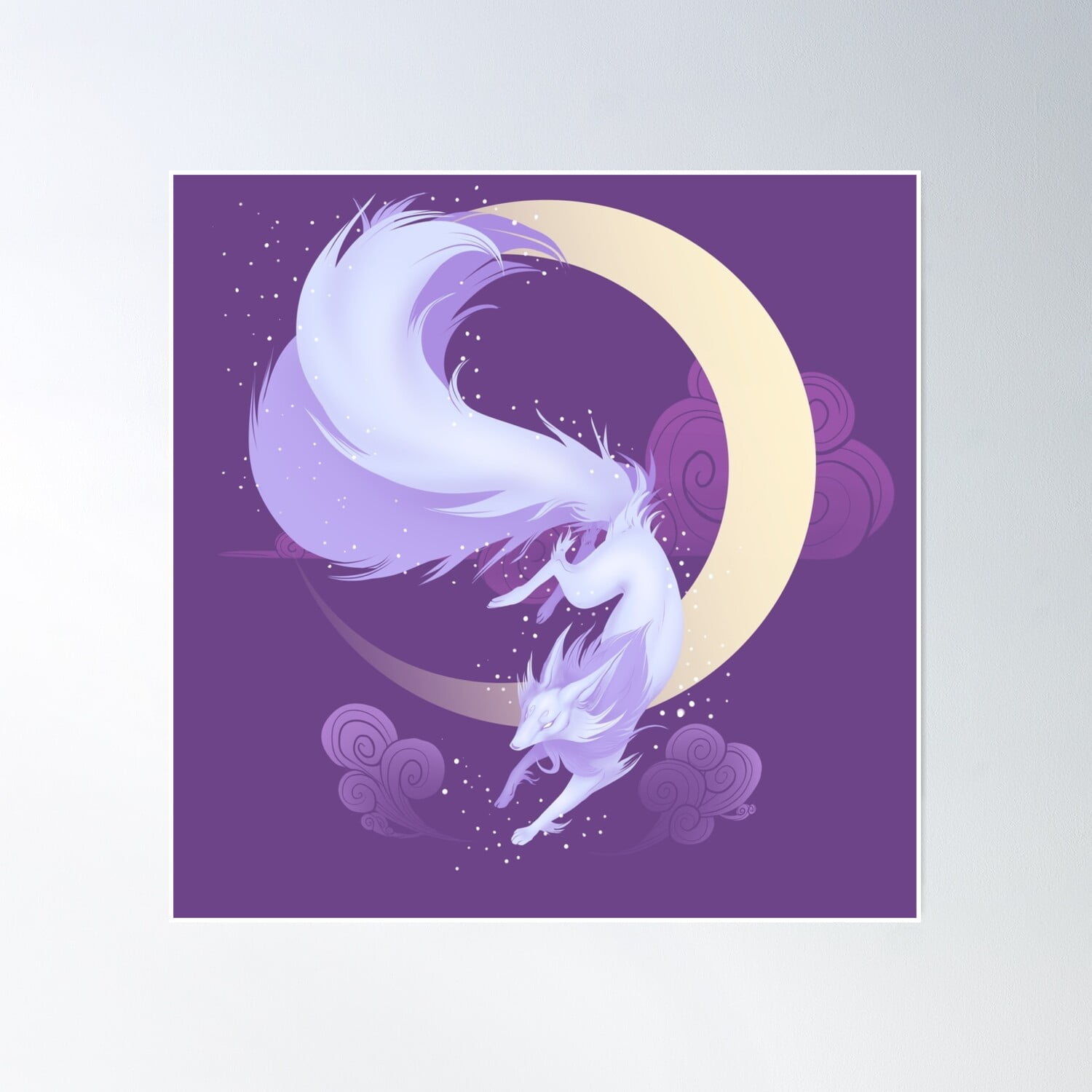 Crescent Kitsune Poster Wall Art, Modern Wall Decor, 30x30 UNFRAMED ...