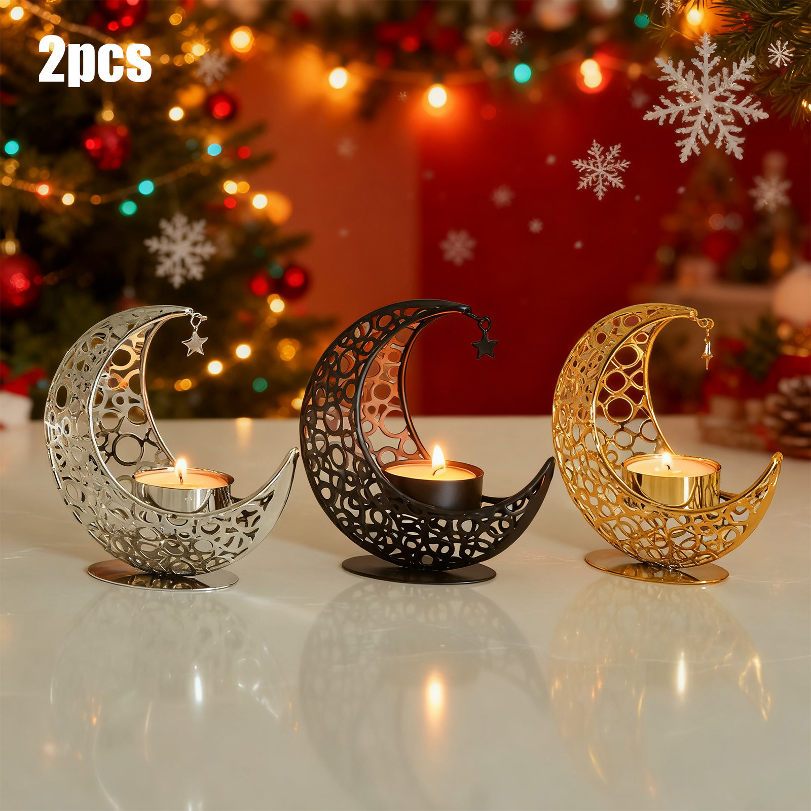 Crescent Metal Iron Incense Furnace Set 2Pcs Gold Silver Black Lunar ...