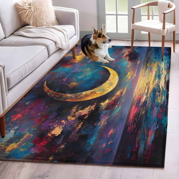 Crescent Moon 3'x5' Rug for Bedroom Foot of Bed Small Living Room ...