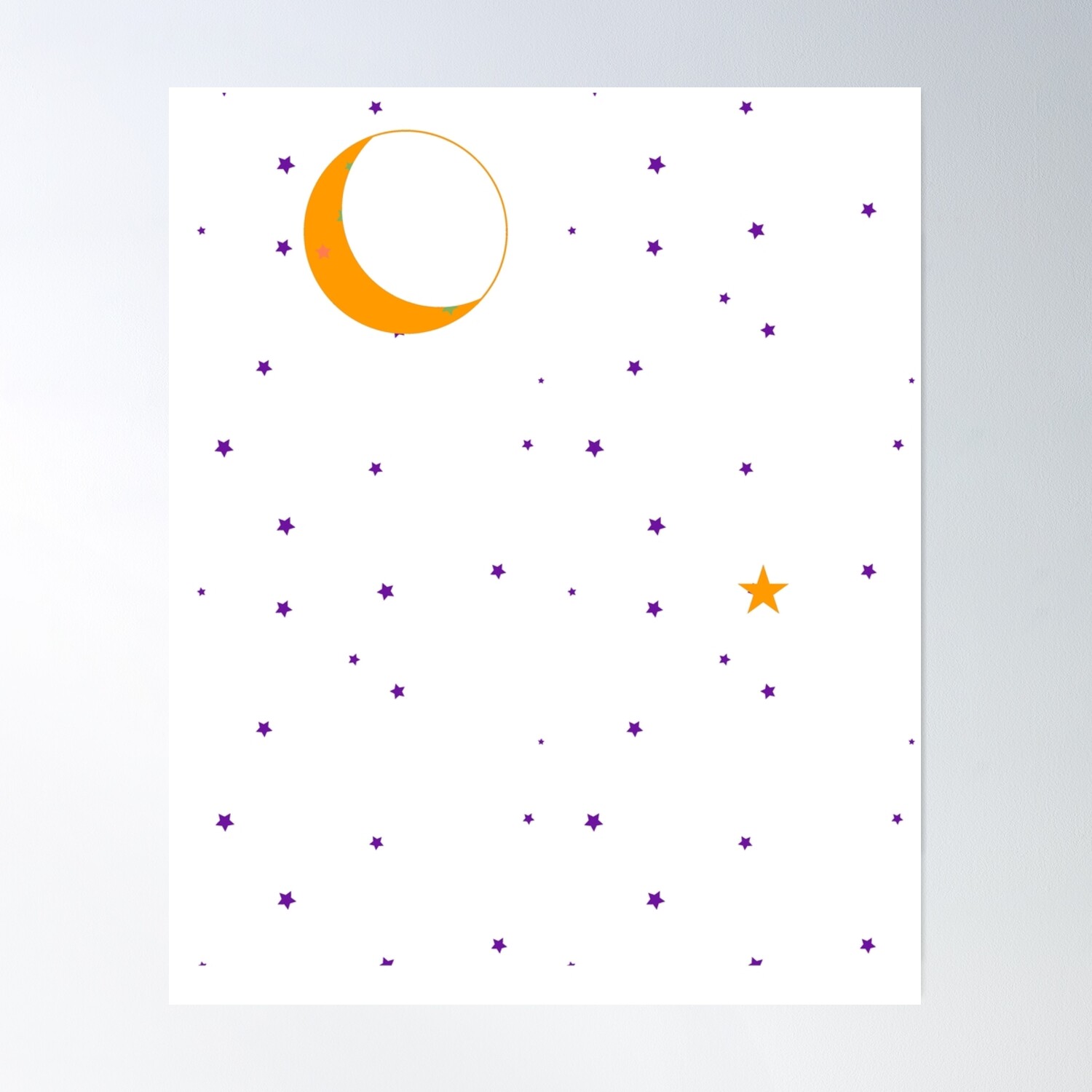 Crescent Moon And Star Poster Wall Art, Modern Wall Decor, 12x18 ...