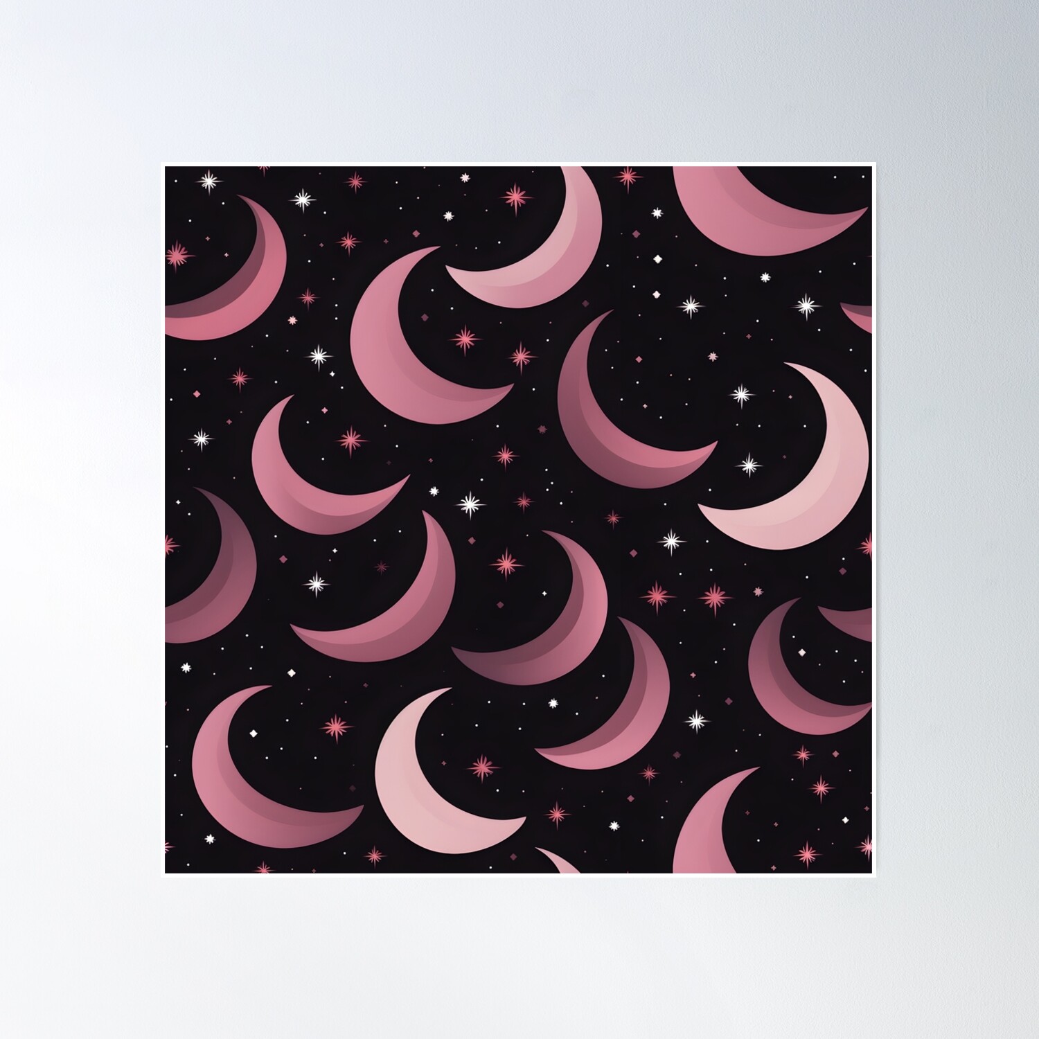 Crescent Moon And Stars Collage Art Print Poster Wall Art, Modern Wall ...
