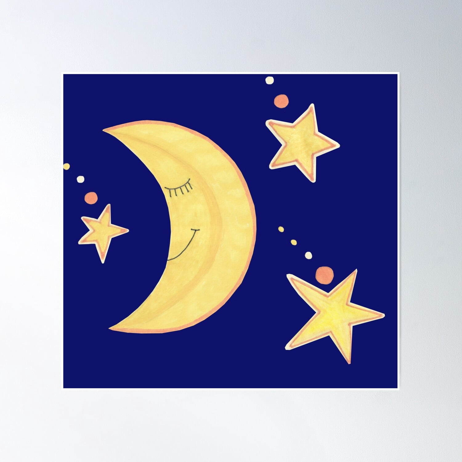 Crescent Moon And Stars Poster Wall Art, Modern Wall Decor, 24x24 ...