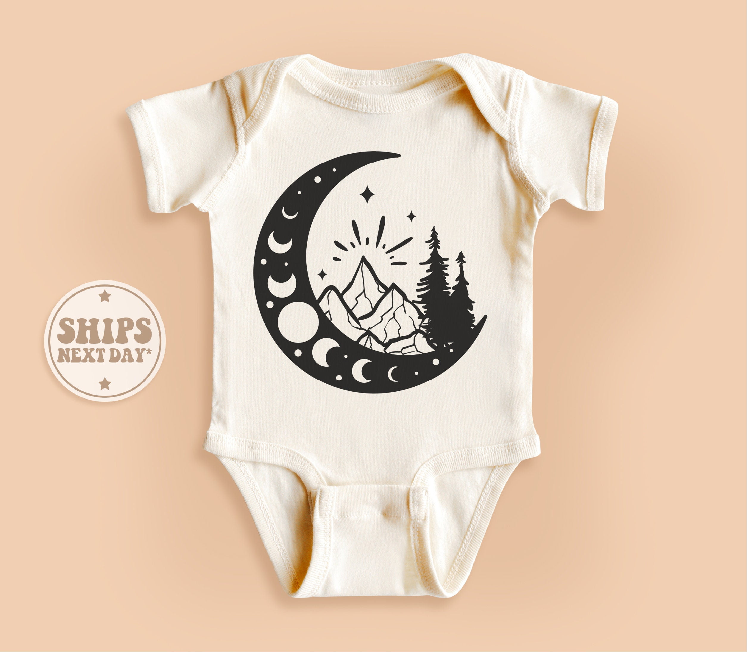 Crescent Moon Baby Onesie, Boho Celestial Bodysuit, Mountain Onesie ...