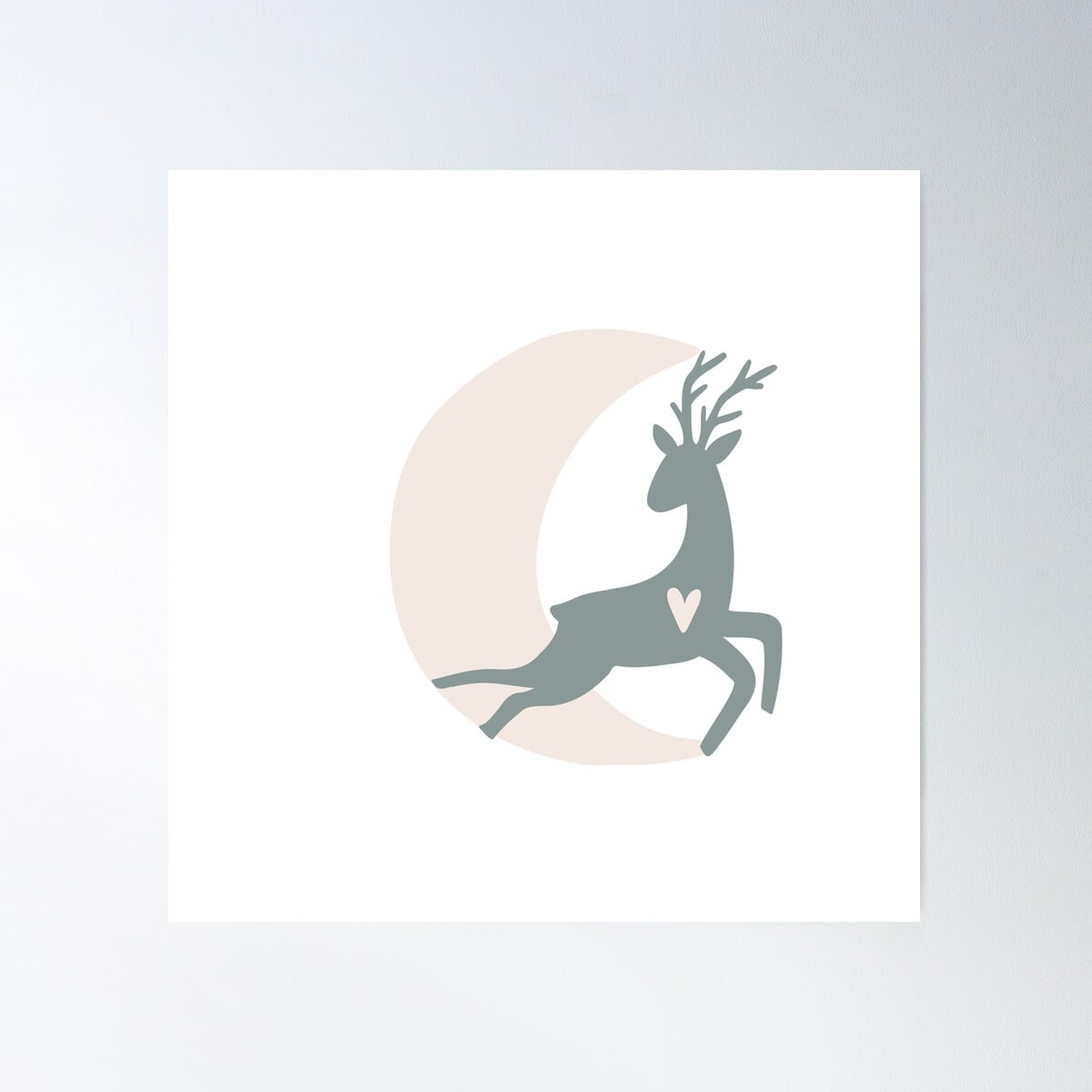 Crescent Moon And Deer With Wild Flowers In Putty And Sage Boho Nursery ...