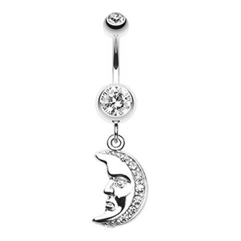 Crescent Moon Face Belly Button Ring - Walmart.com