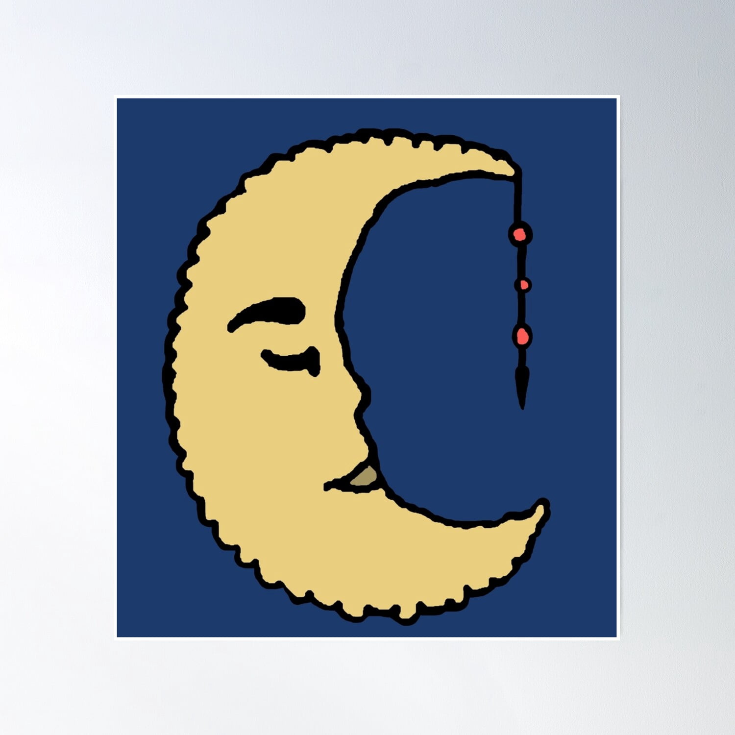 Crescent Moon Face Drawing Poster Wall Art Modern Wall Decor Art Home ...
