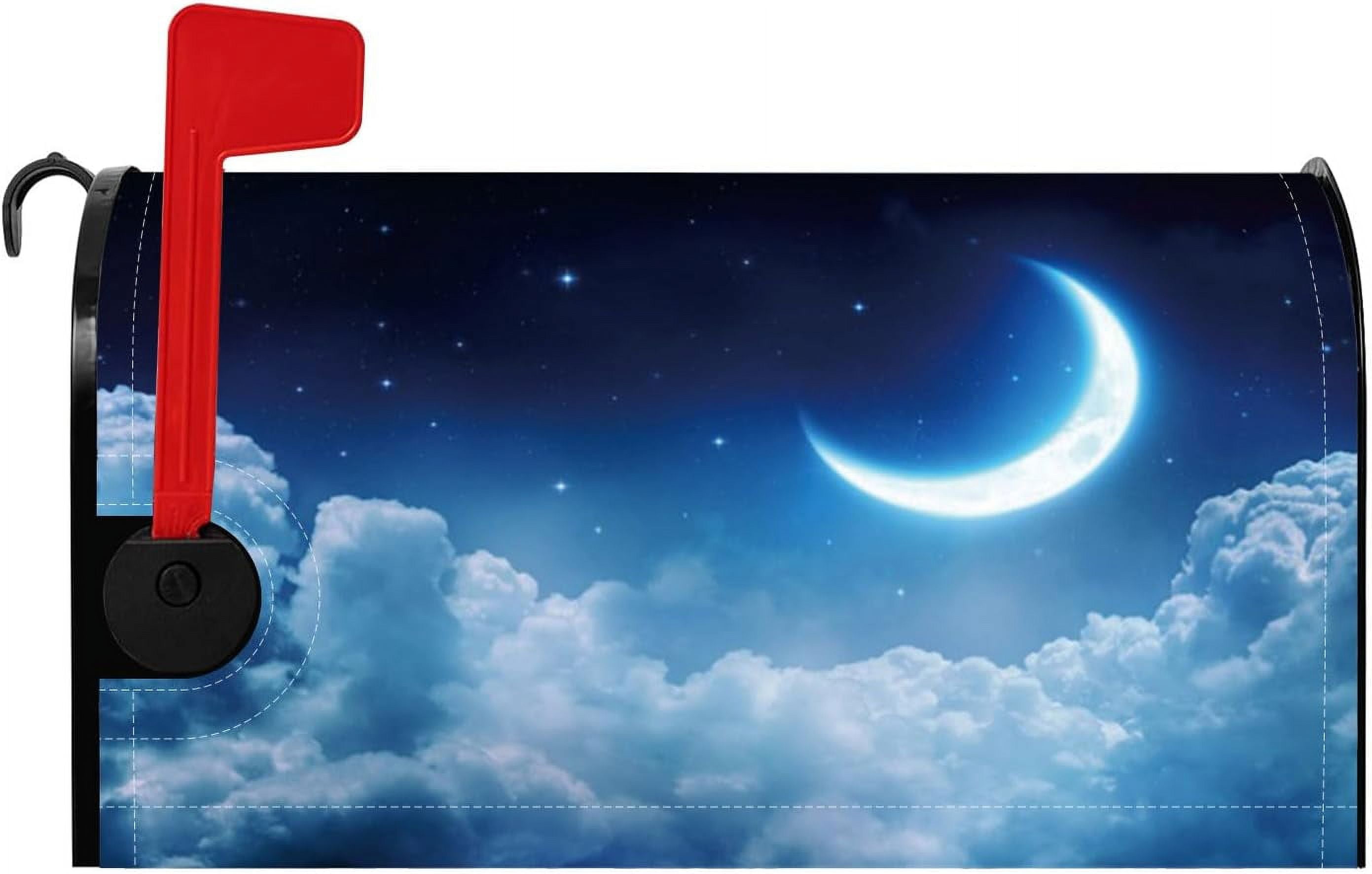Crescent Moon Mailbox Cover Blue Moon Clouds Sky Star Magnetic Mailbox ...