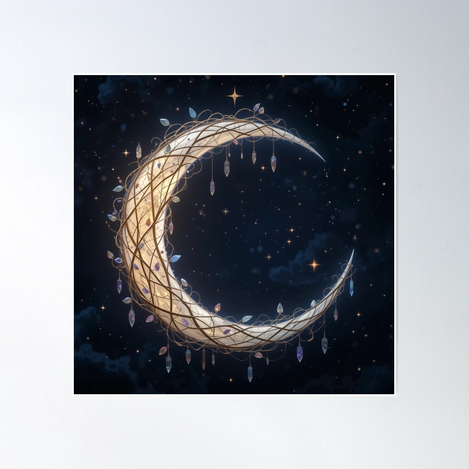 Crescent Moon Poster Wall Art, Modern Wall Decor, 16x16 UNFRAMED ...