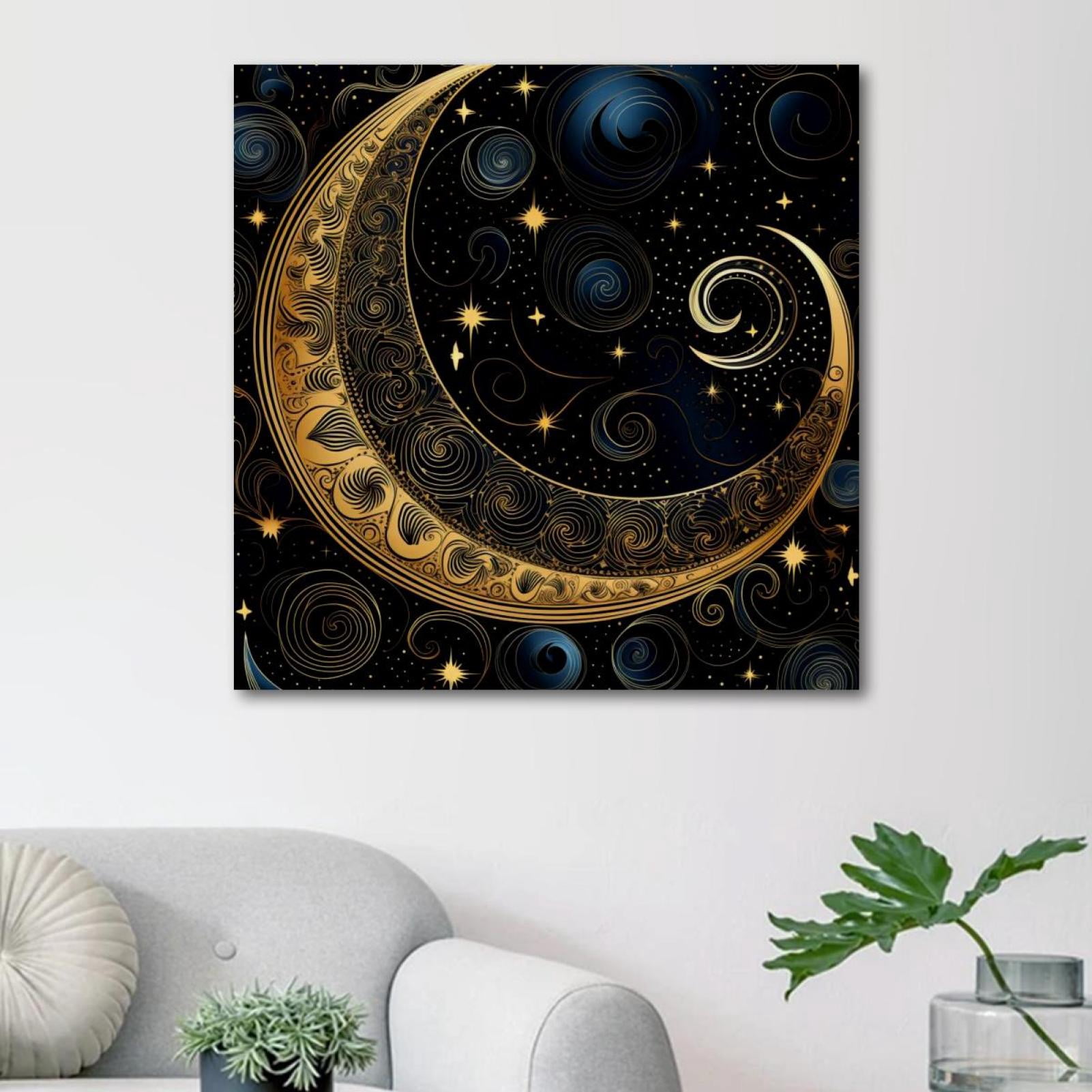 Crescent Moon Symbol Pattern Canvas Wall Art Paintings for Living Room ...