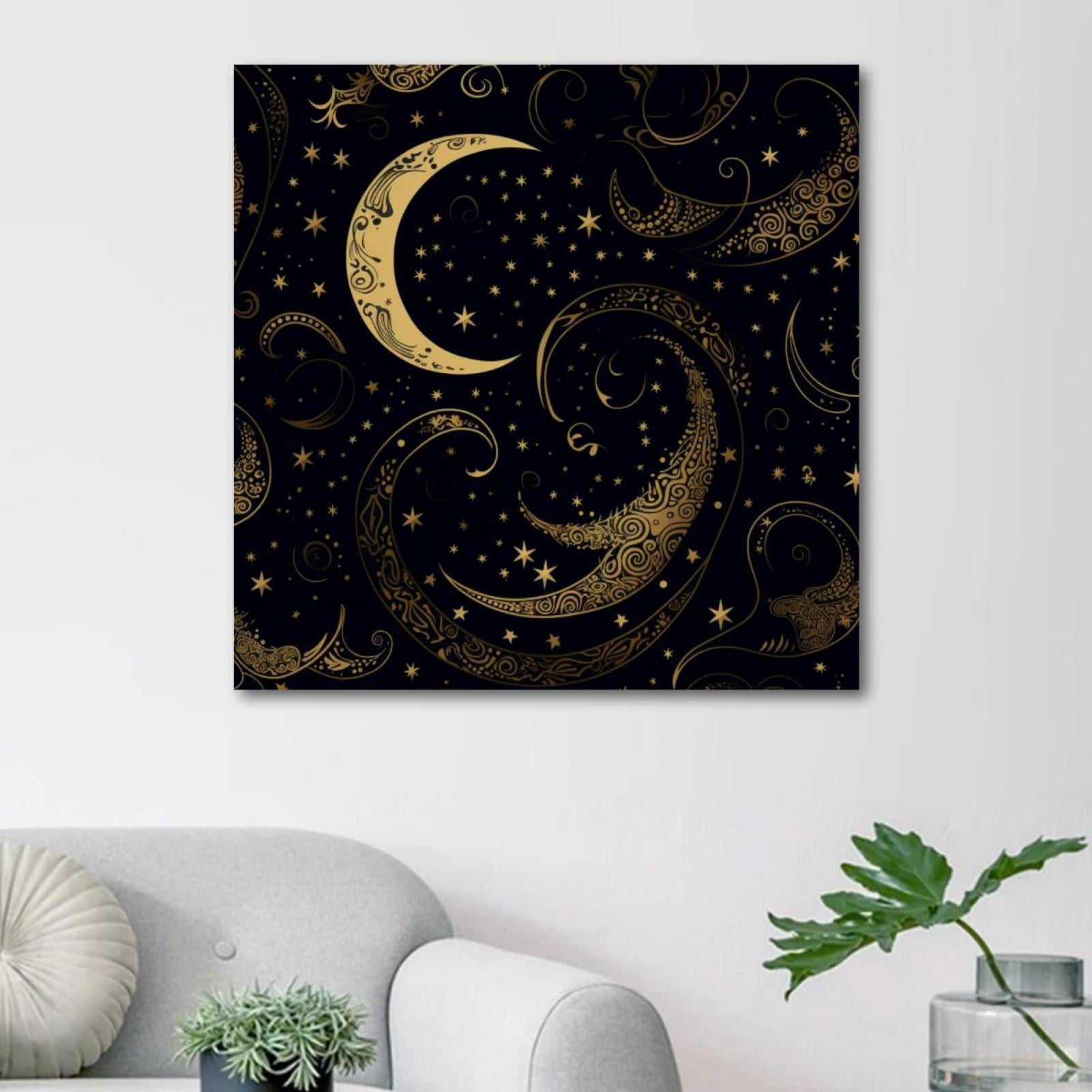 Crescent Moon Symbol Pattern Canvas Wall Art Paintings for Living Room ...