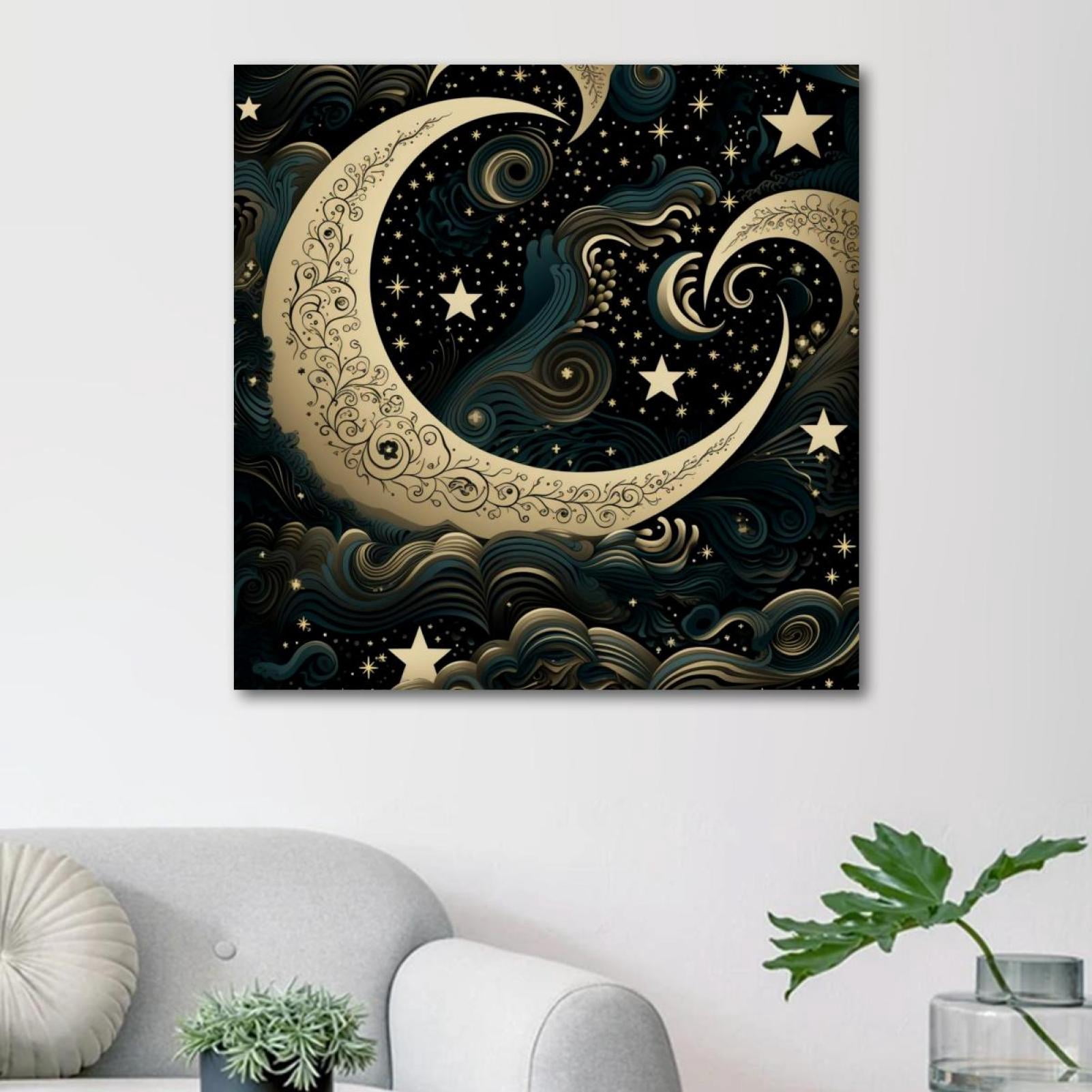 Crescent Moon Symbol Pattern Canvas Wall Art Paintings for Living Room ...