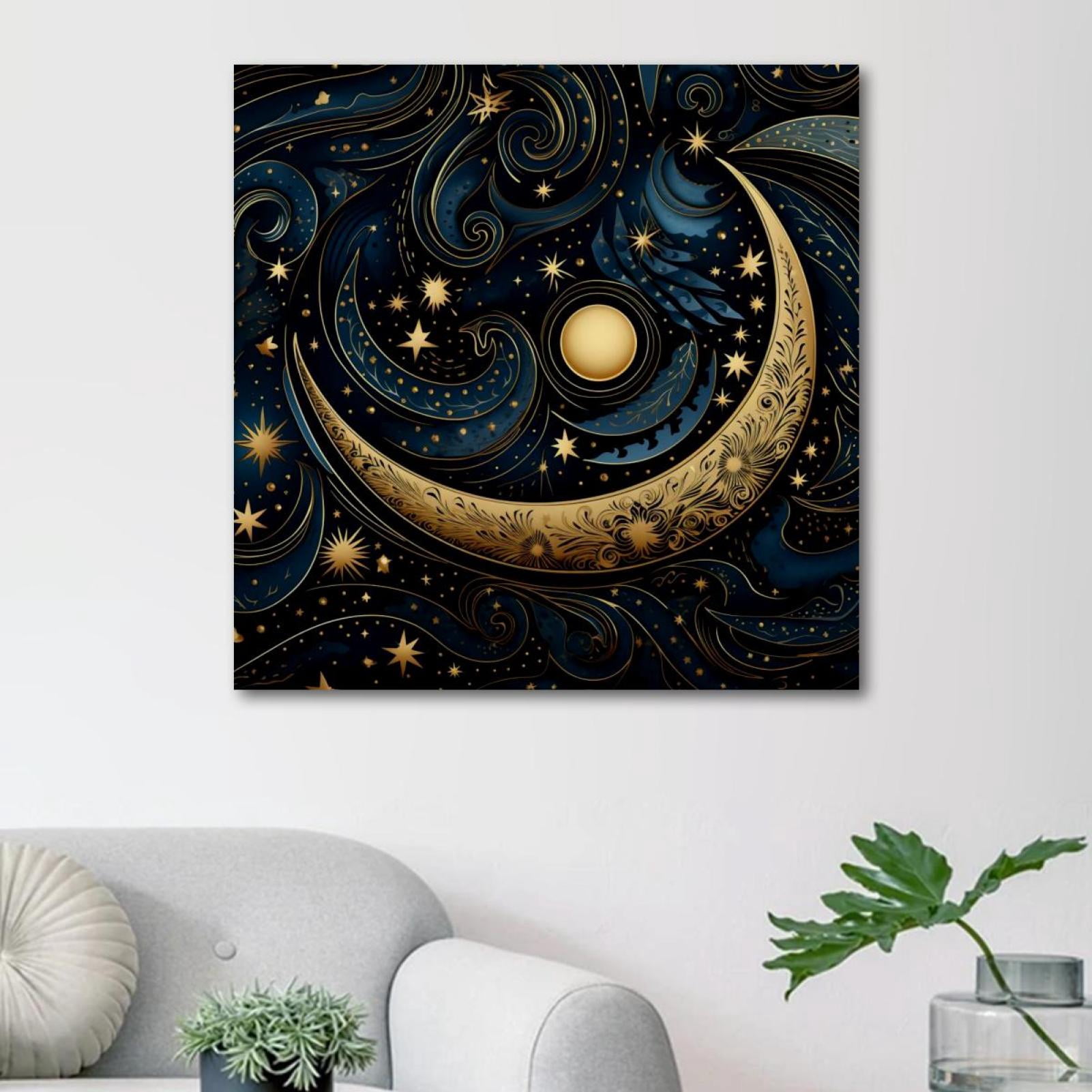 Crescent Moon Symbol Pattern Canvas Wall Art Paintings for Living Room ...