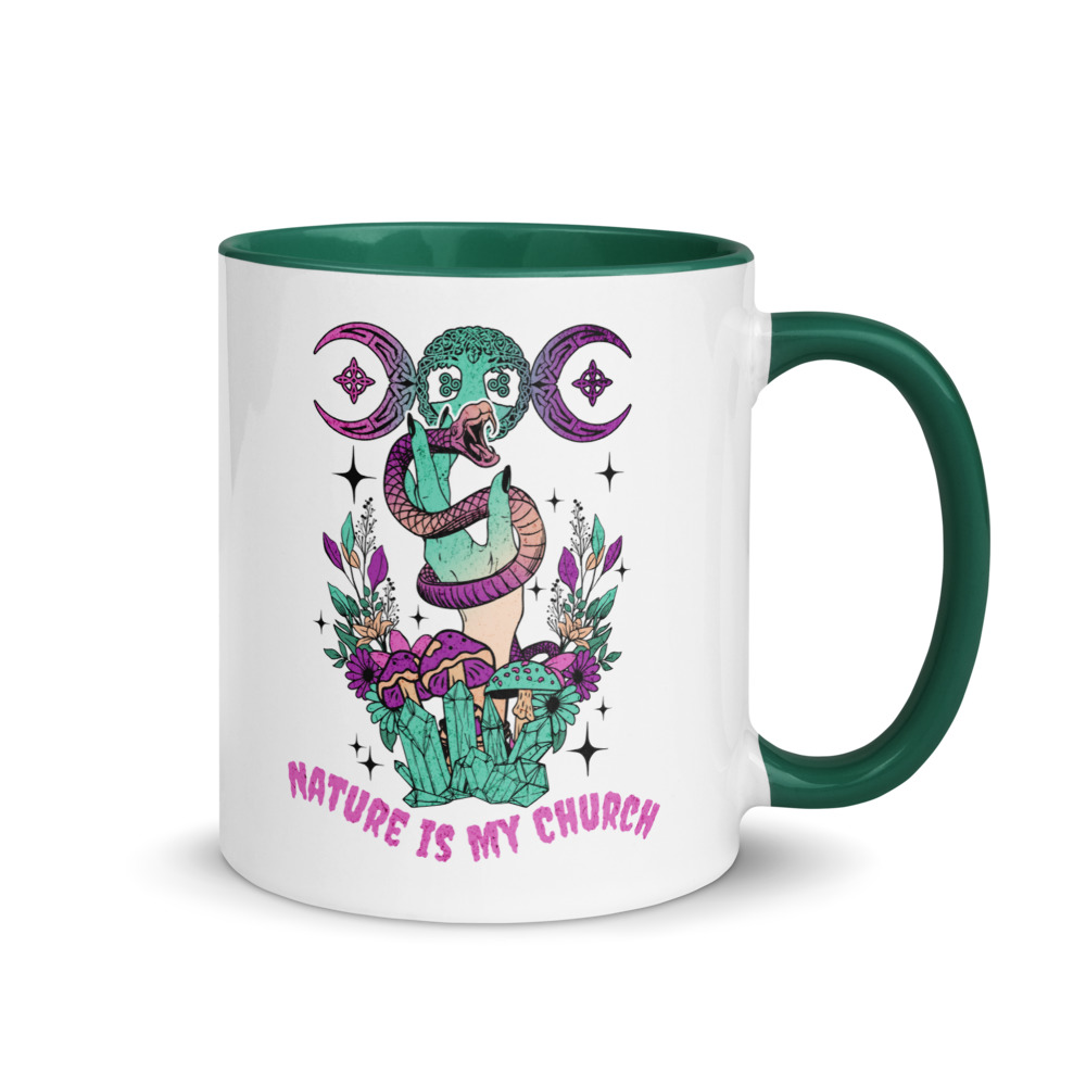 Crescent Moon Witchcraft Wiccan Witch Mug with Color Inside, Nature is ...